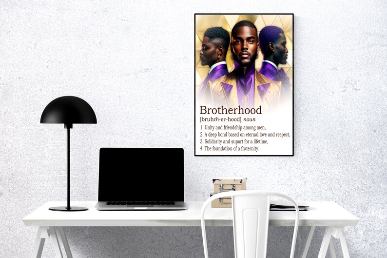 Omega Psi Phi, Brotherhood Wall Art, Fraternity Gifts, Purple and Gold ...