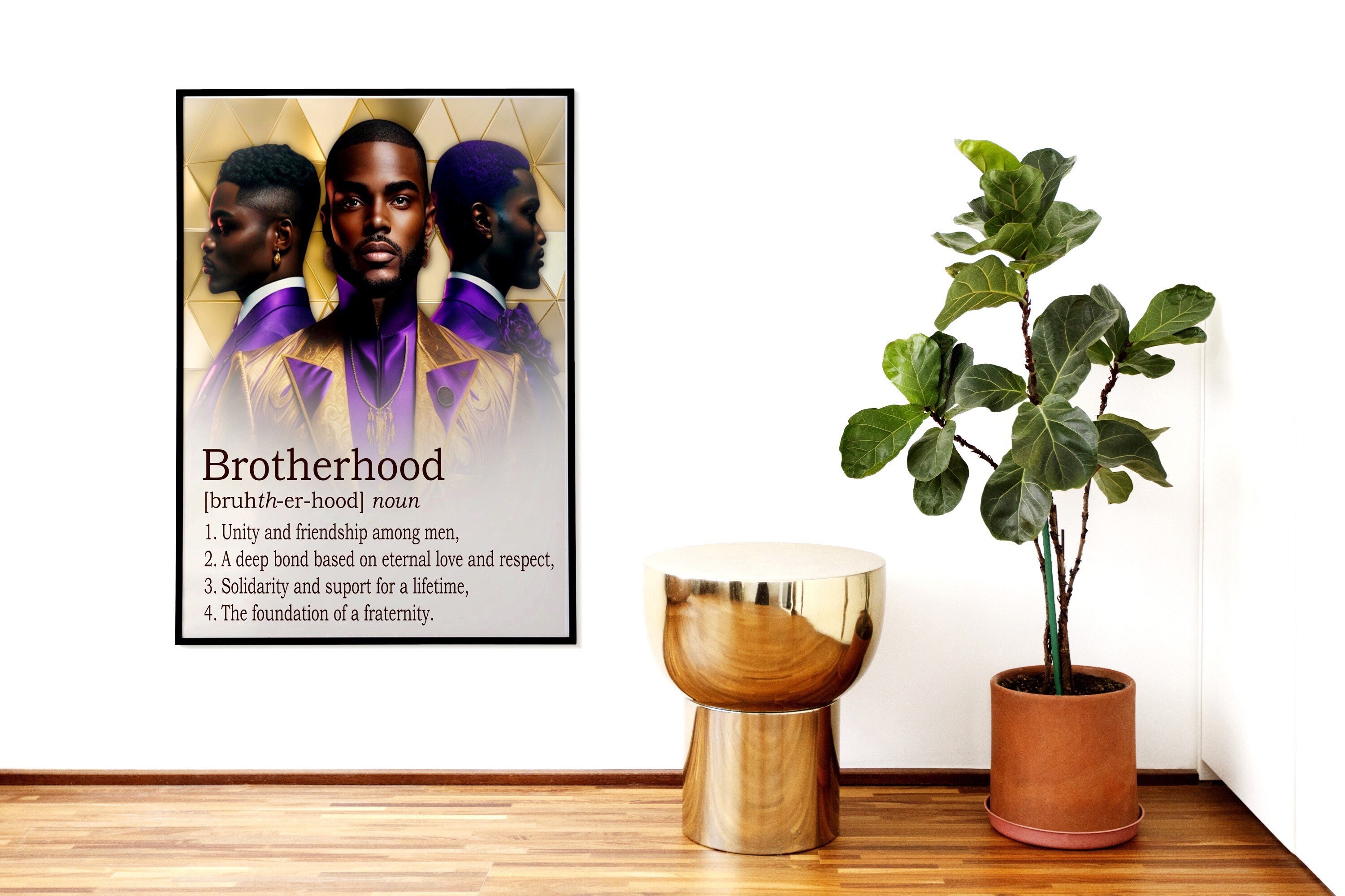 Omega Psi Phi, Brotherhood Wall Art, Fraternity Gifts, Purple and Gold ...