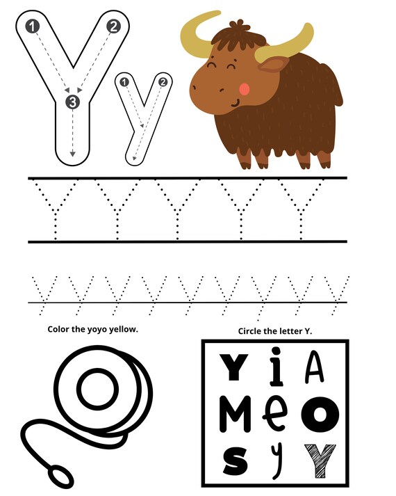 Letter Y Preschool Worksheets