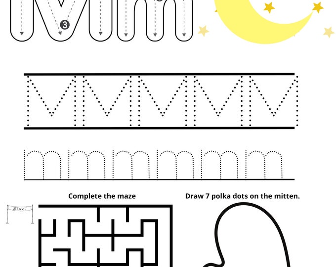 Letter M Worksheet - Etsy