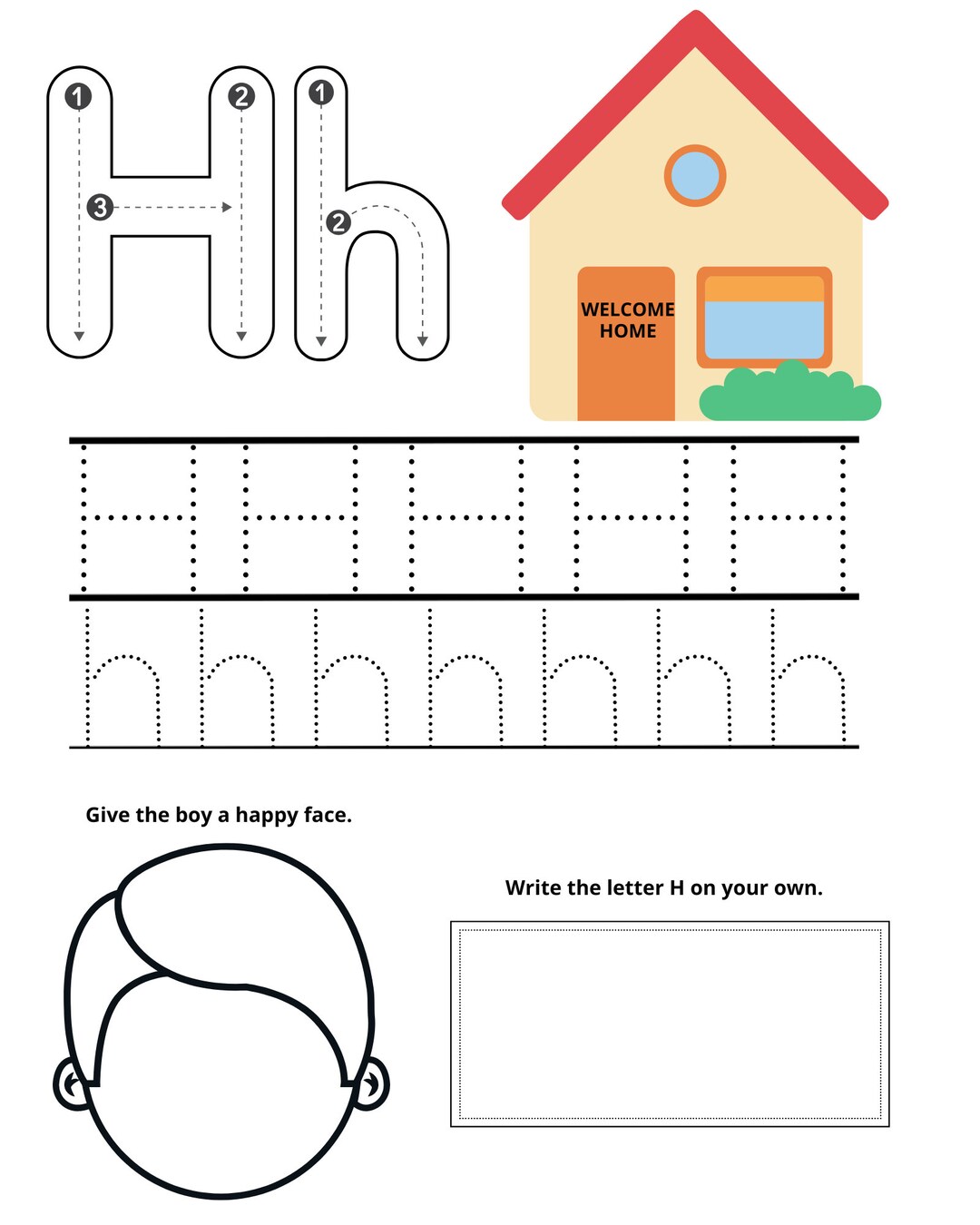 Letter H Worksheet - Etsy