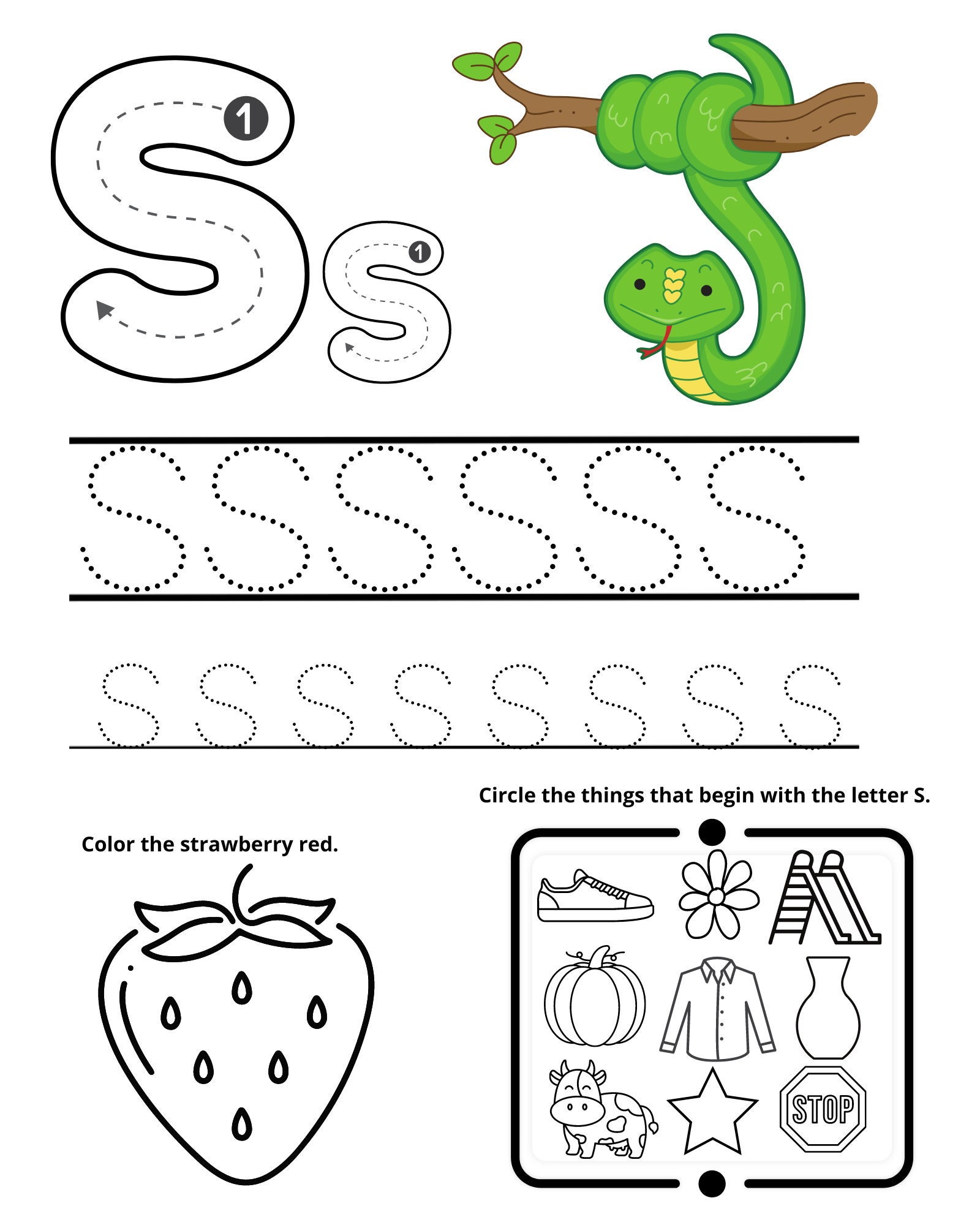 Hoja De Trabajo De La Letra S