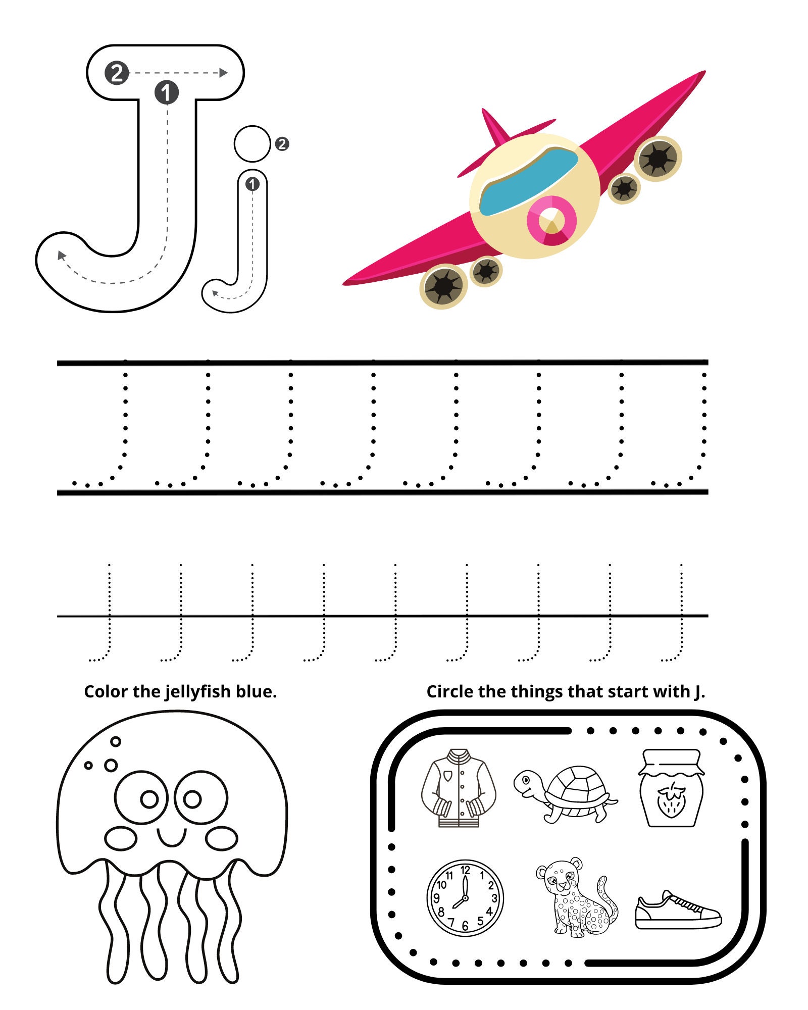Letter J Worksheet - Etsy