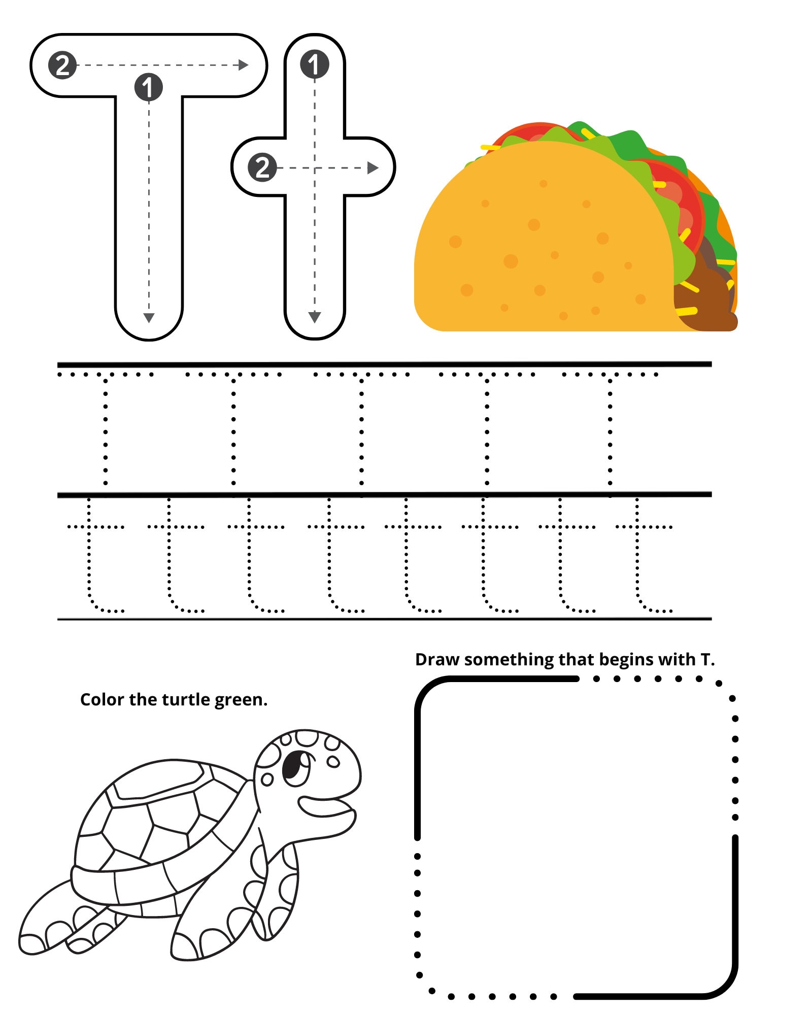 Letter T Worksheet - Etsy