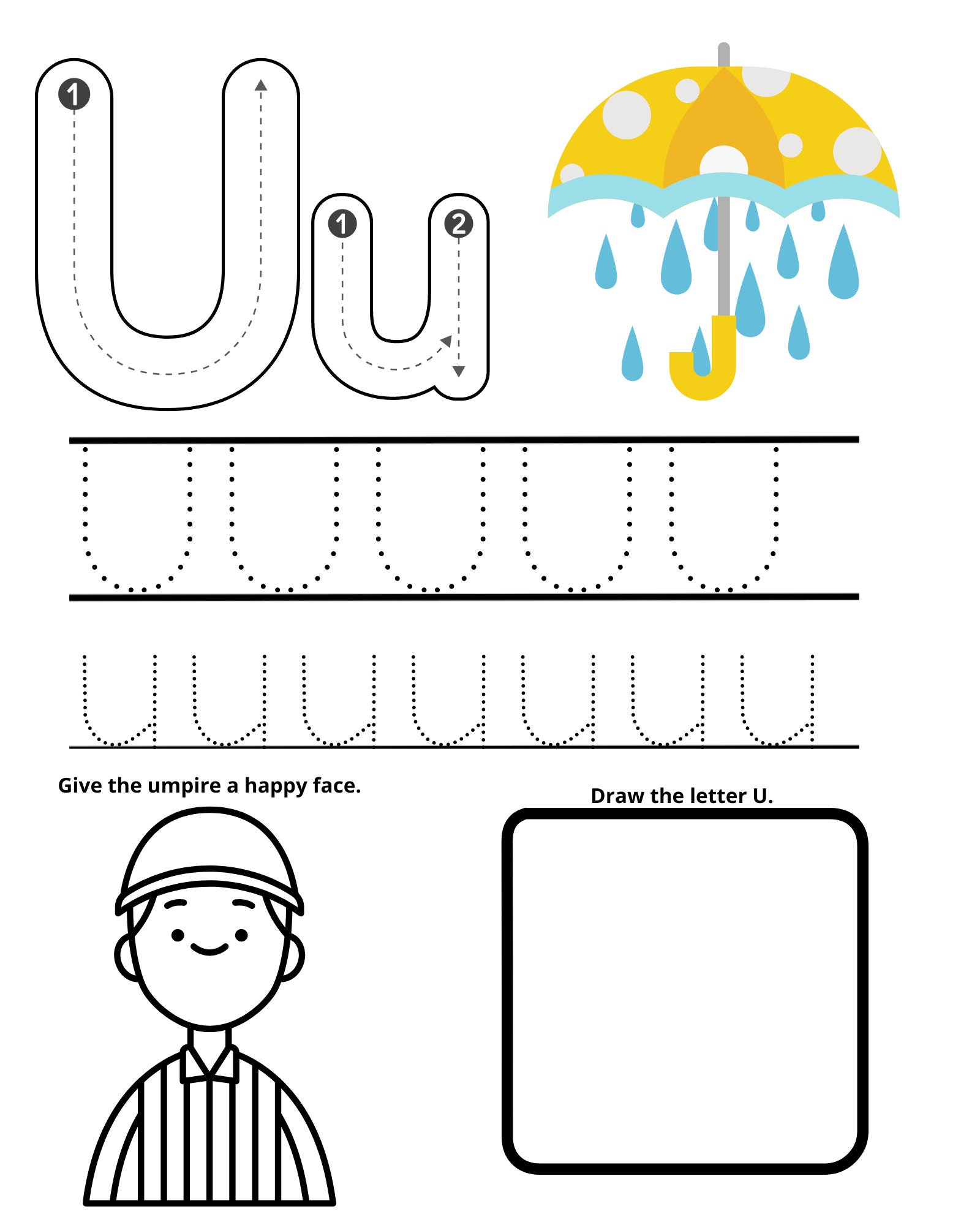 Letter U Worksheet - Etsy