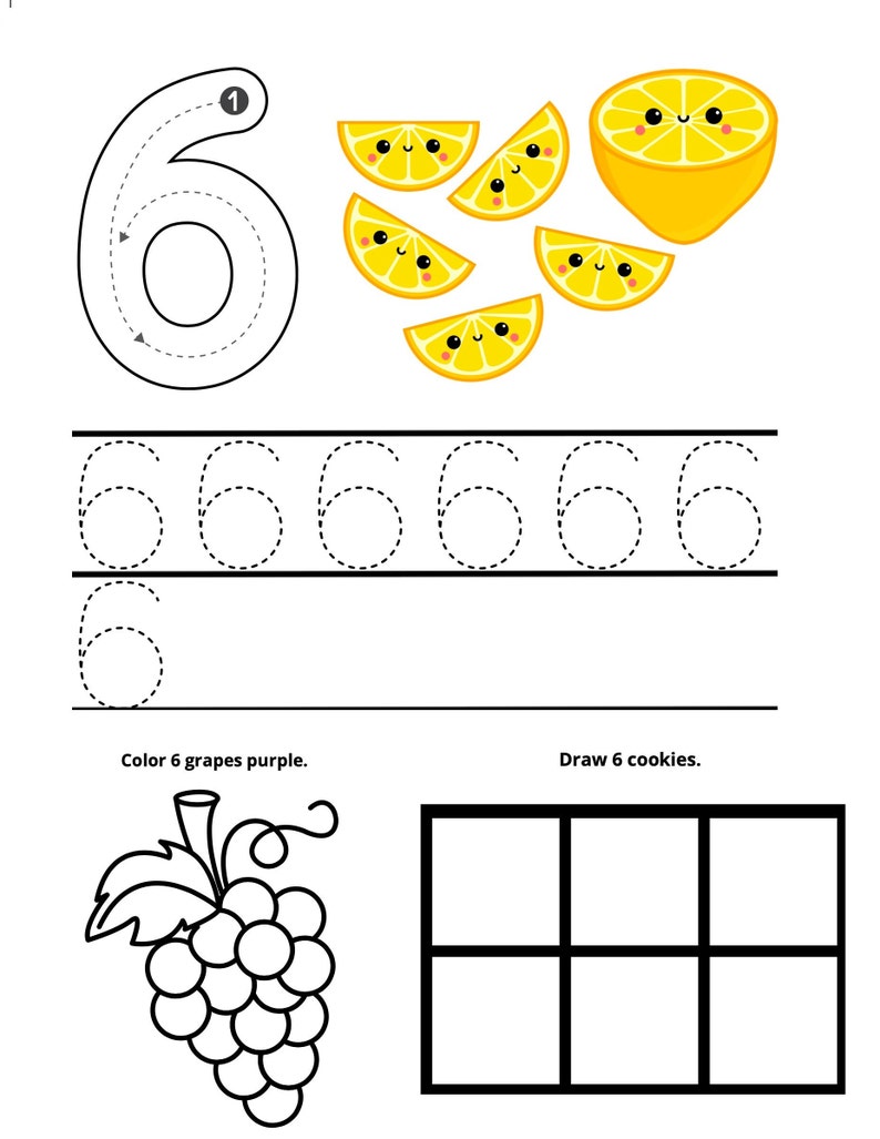 Printable Number 6 Worksheet - Etsy