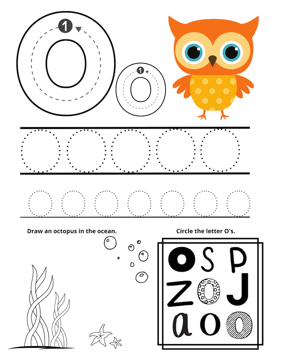 Letter O Worksheet - Etsy