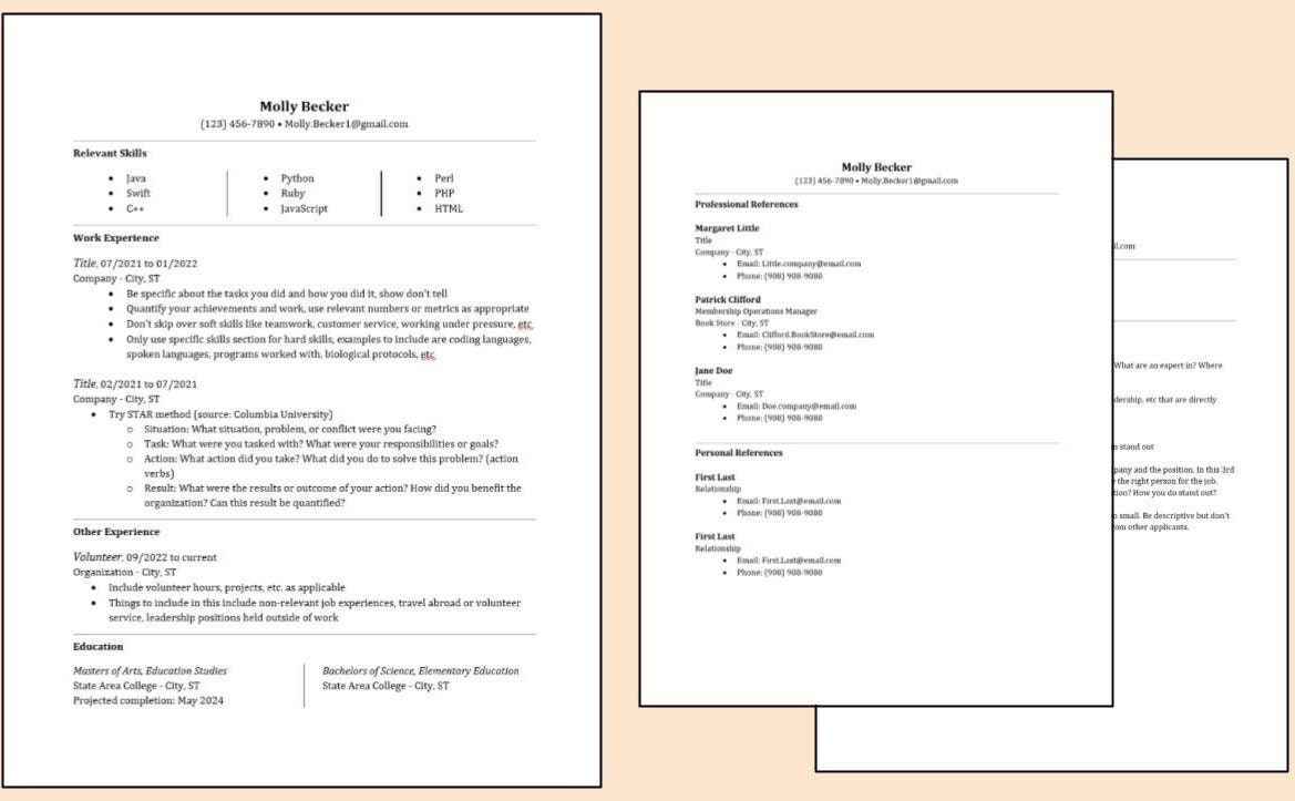 Professional Resume Template Becker Resume Microsoft Word - Etsy