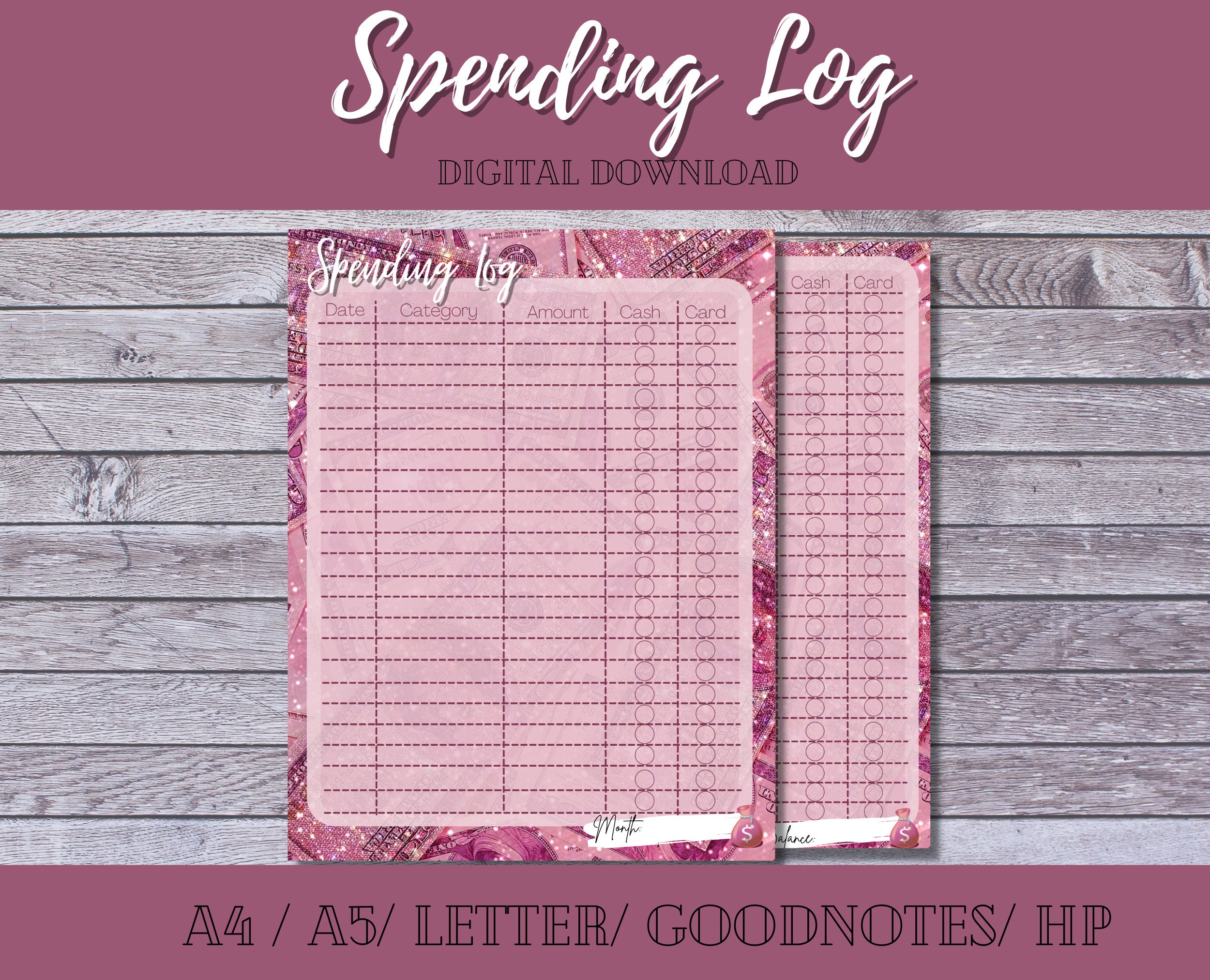 Spending Tracker | Expense Tracker Printable | Digital | Spending Log ...