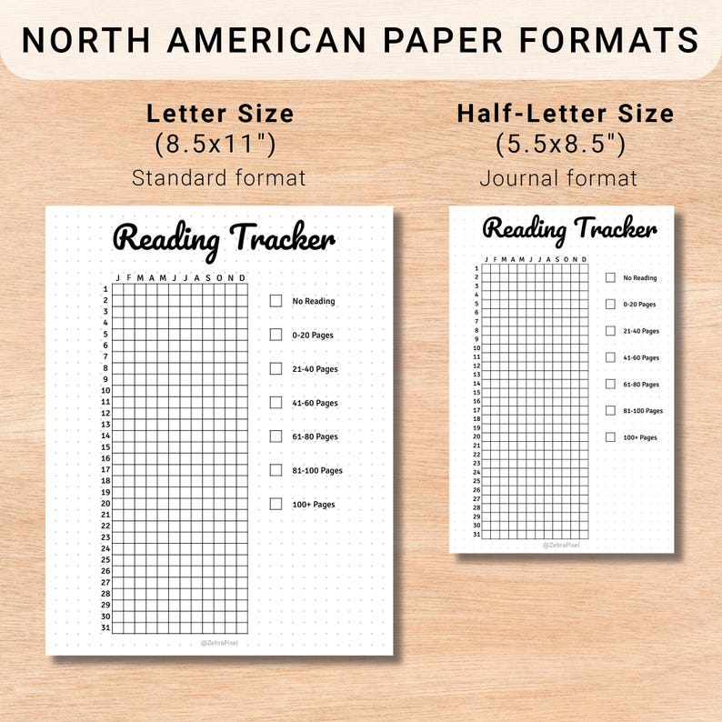 Printable PDF Reading Tracker | Pixel Bullet Journal A4|A5 & Letter ...