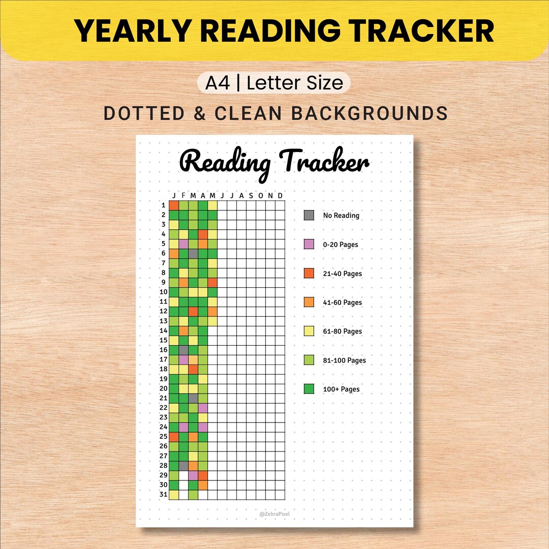 Printable PDF Reading Tracker | Pixel Bullet Journal A4|A5 & Letter ...