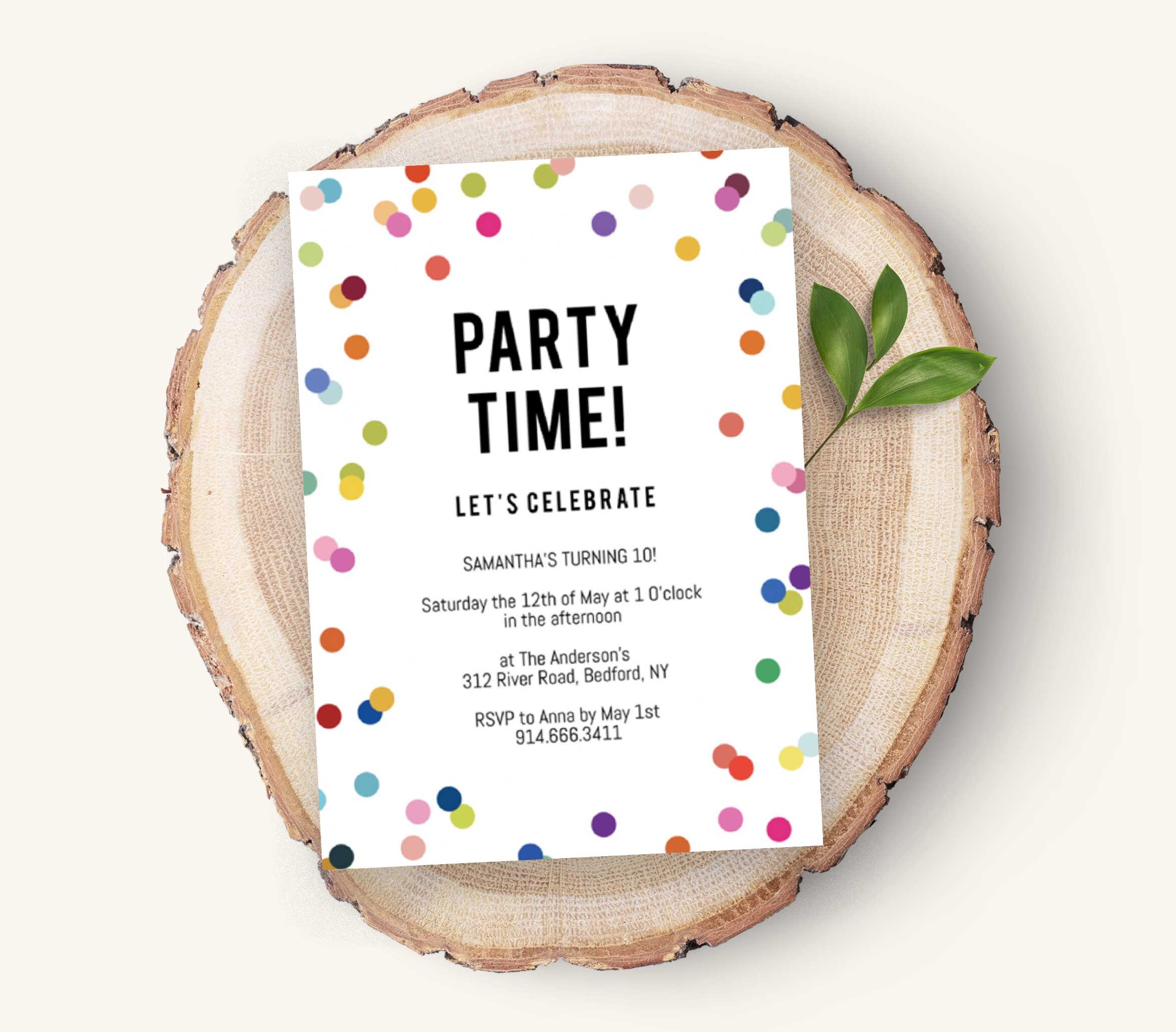 Colored Confetti Party Invitation Party Invite Editable - Etsy
