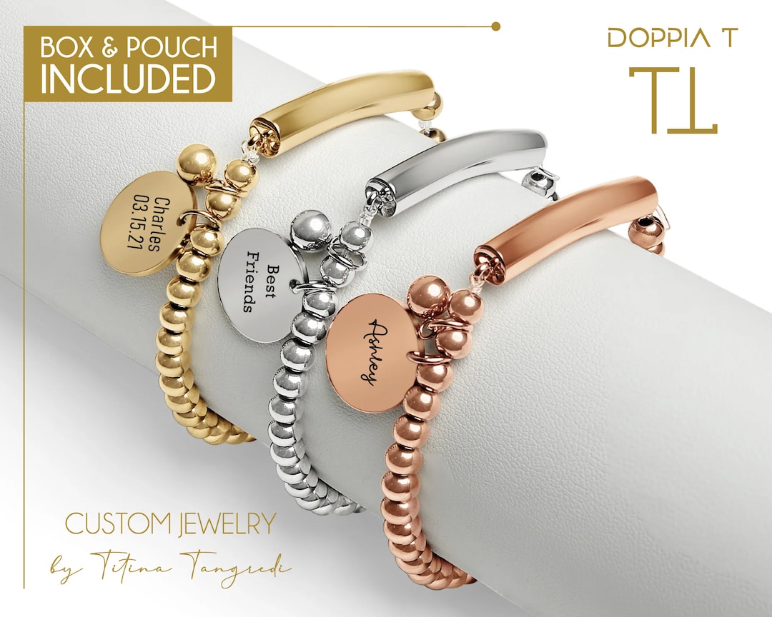Custom Engraved Bracelets for Women - Personalized Gold Plated Jewelry ...