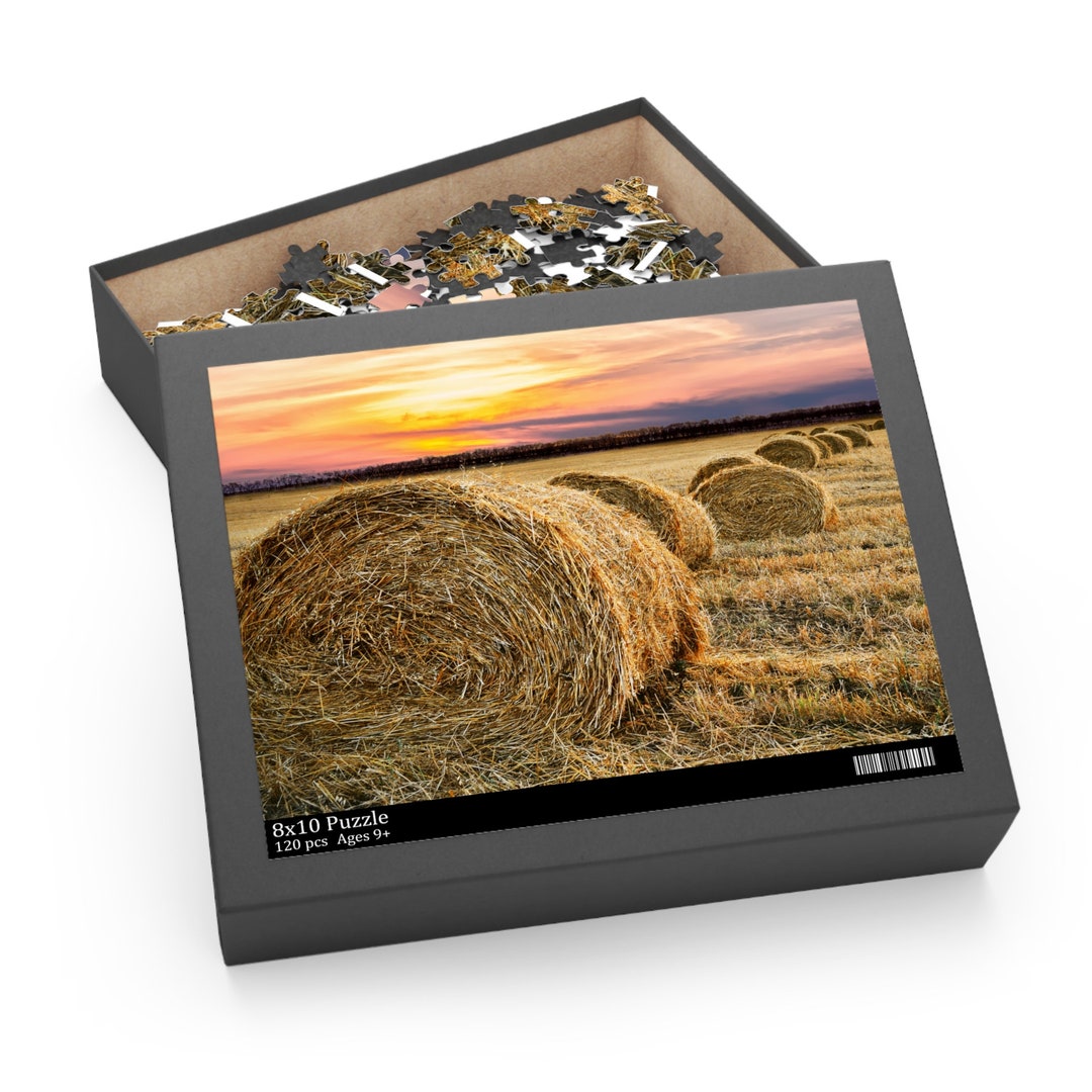 Hay Bale and Sunset Jigsaw Puzzle 120 252 and 500 Pieces - Etsy