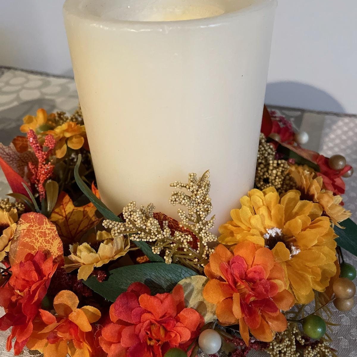 Fall Candle Wreath Autumn Candle Wreath Fall Decor Candle - Etsy