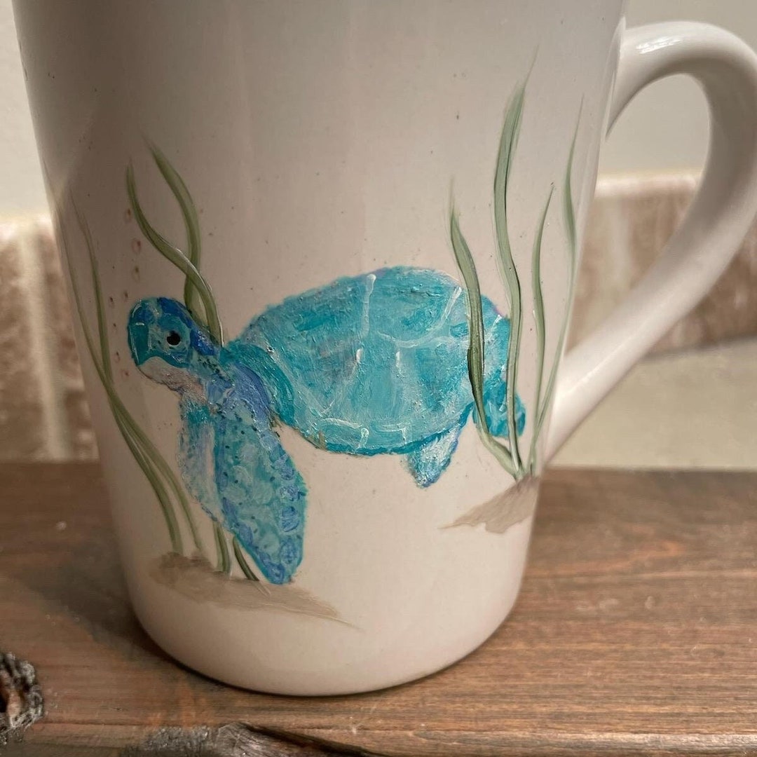 Turquoise Sea Turtle Mug - Turtle Mug - Sea Turtle Lover Mug - Turtle ...