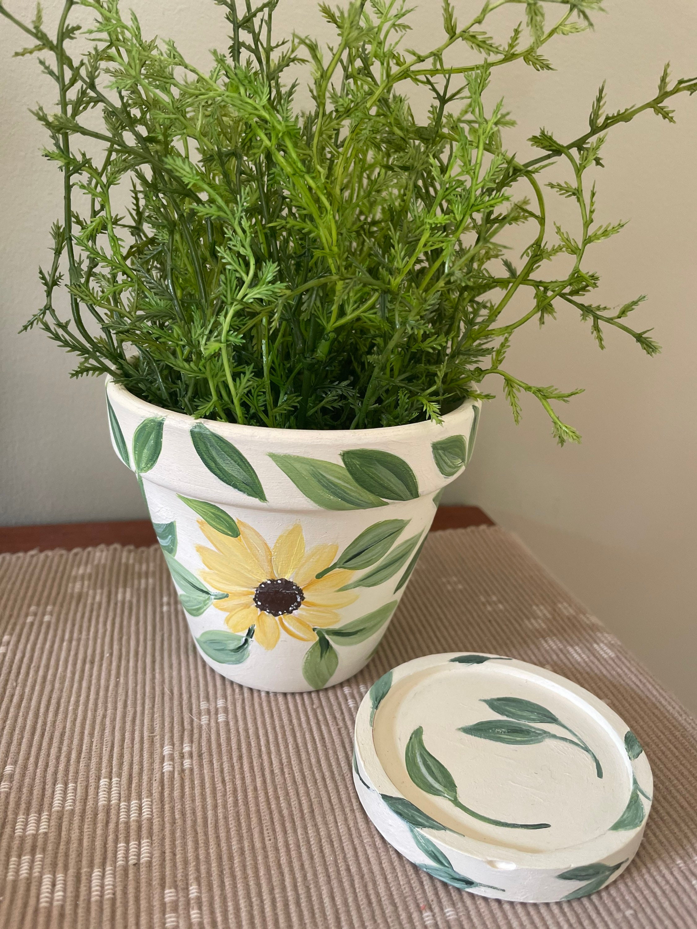 Hand Painted Daisy Pot Hand Painted Daisy Clay Pot Daisy Hand Painted ...