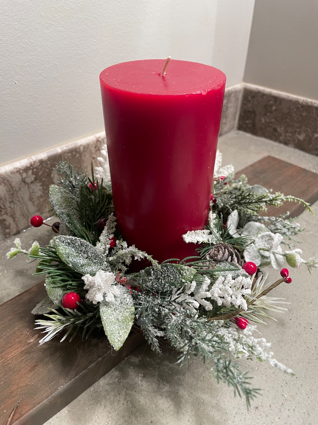 Christmas Candle Ring Holiday Candle Ring Small Candle Ring Candle ...