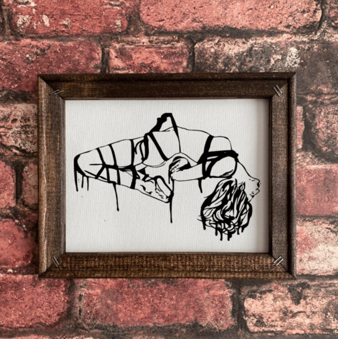 Shibari Inspired Bound Beauty in Rope Framed Canvas Lightweight Framed ...
