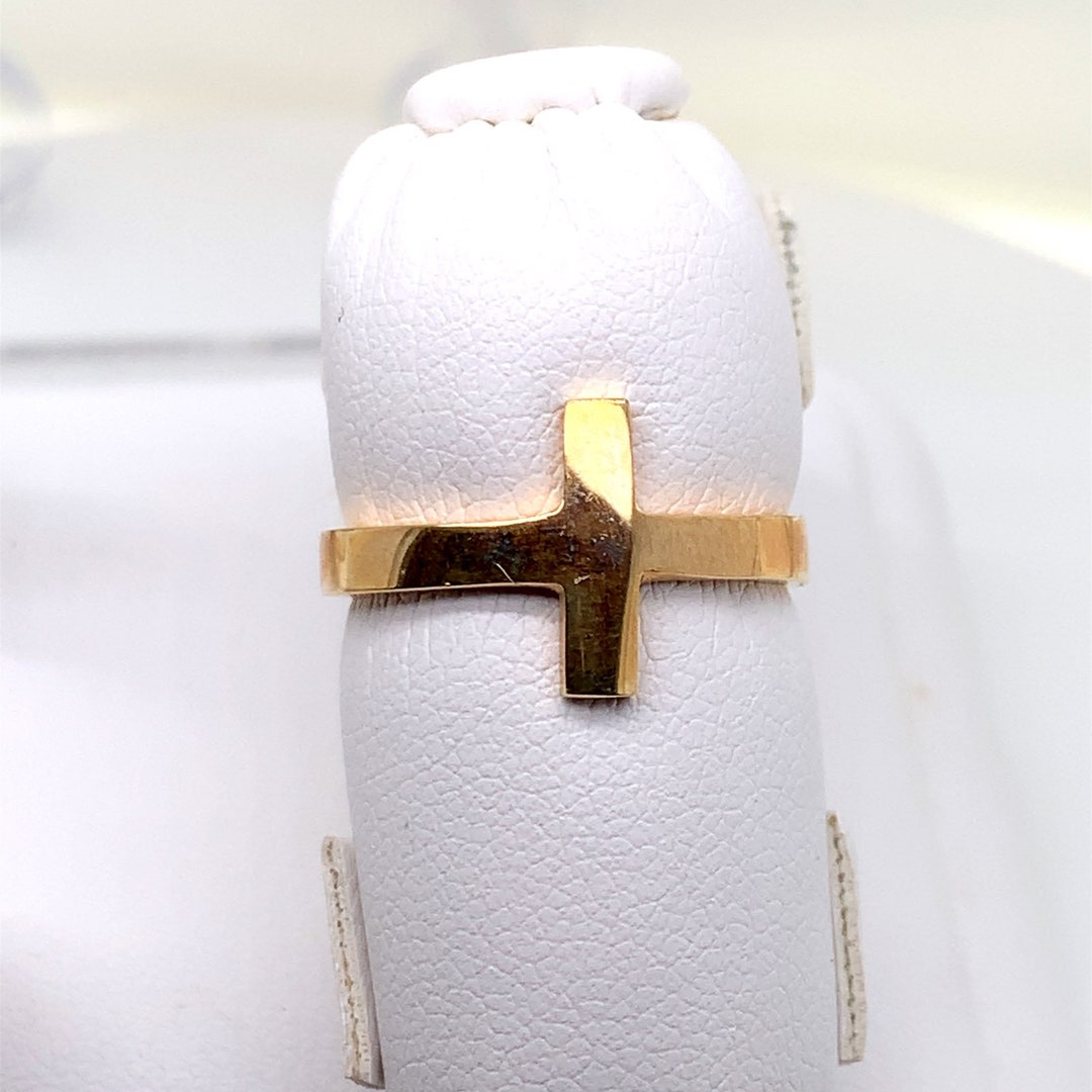14k Gold Cross Ring - Etsy