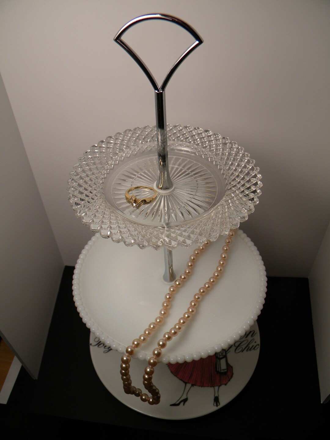 Three Tiered Jewelry Display, Candy Dish Vintage Rosanna Les Femmes ...