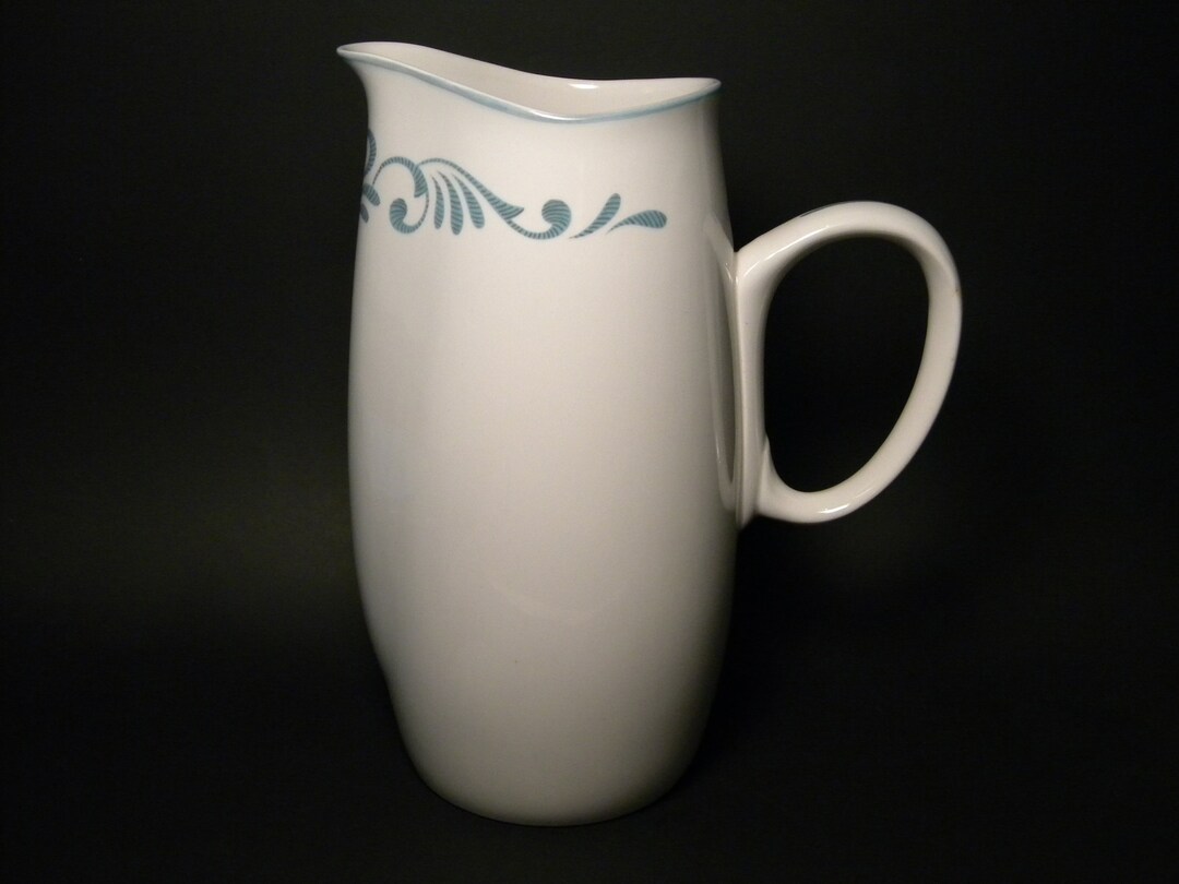 Vintage Franciscan Whitestone Ware Pitcher Blue Fancy Mid Century ...