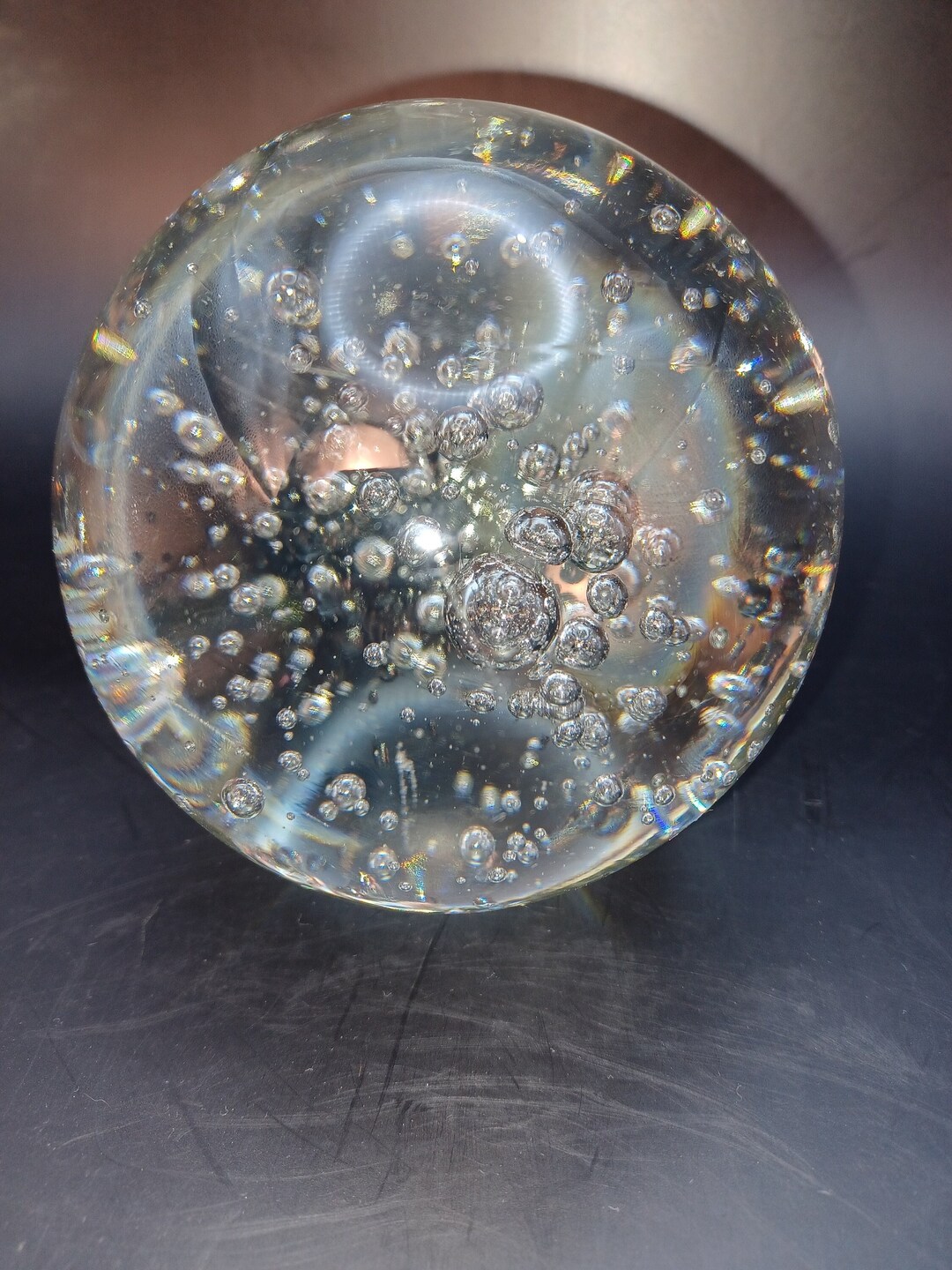 Vintage Clear Bubble Glass Paperweight PBG Label and Godinger Partial ...