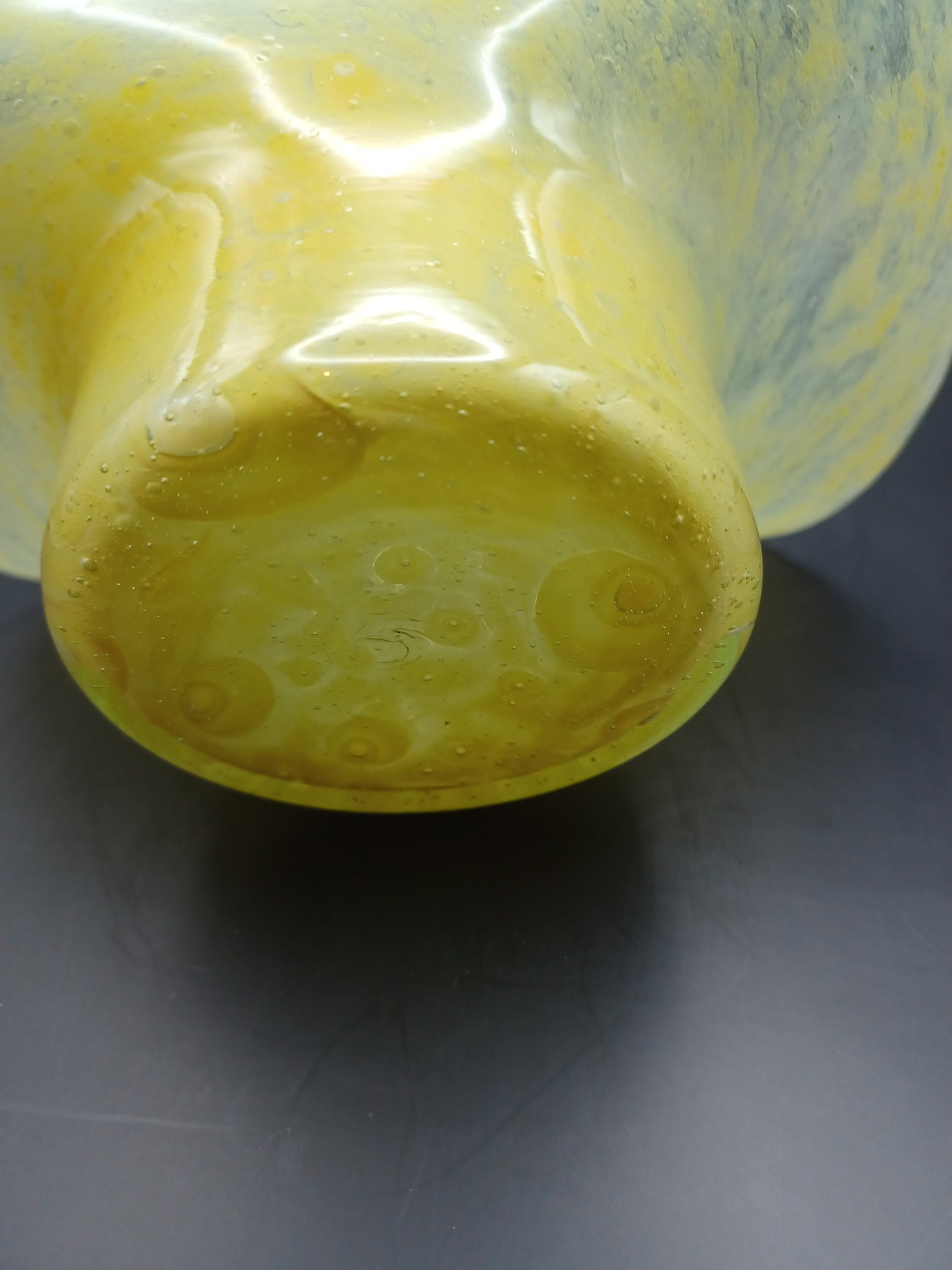 Vintage Nazeing Glass Posy Vase Yellow Mottled Glass Hand Applied Clear ...