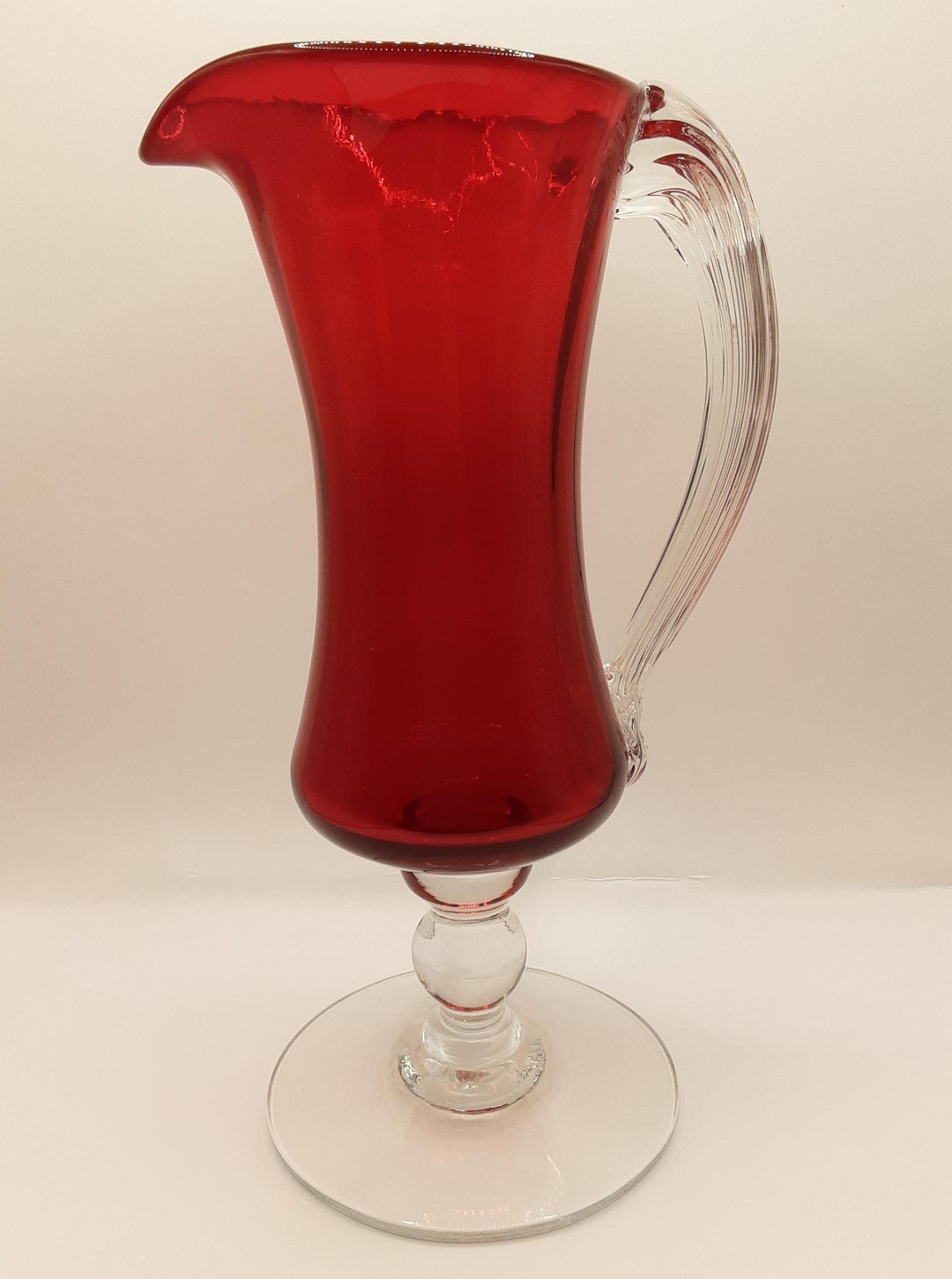 Vintage Regal Blenko Glass Pitcher Ruby Red Optical Pattern - Etsy