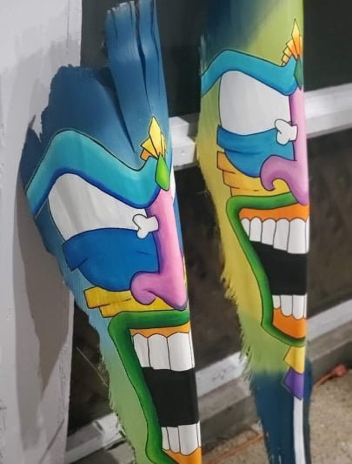 Coastal Graffiti Hand Painted Tiki Mask. Painted on Palm Tree Husk ...