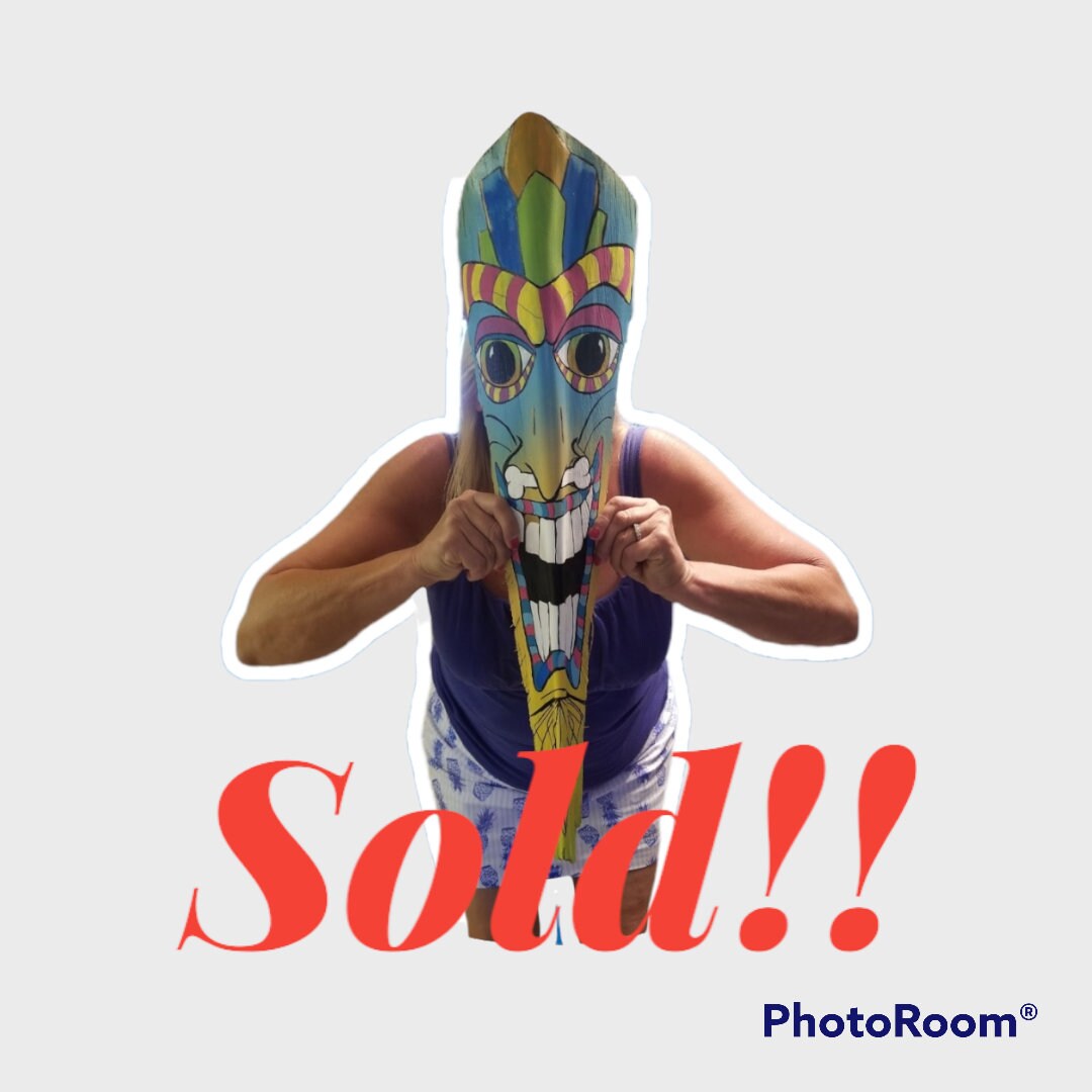 Coastal Graffiti Hand Painted Tiki Mask. Painted on Palm Tree Husk ...