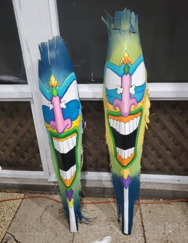 Coastal Graffiti Hand Painted Tiki Mask. Painted on Palm Tree Husk ...