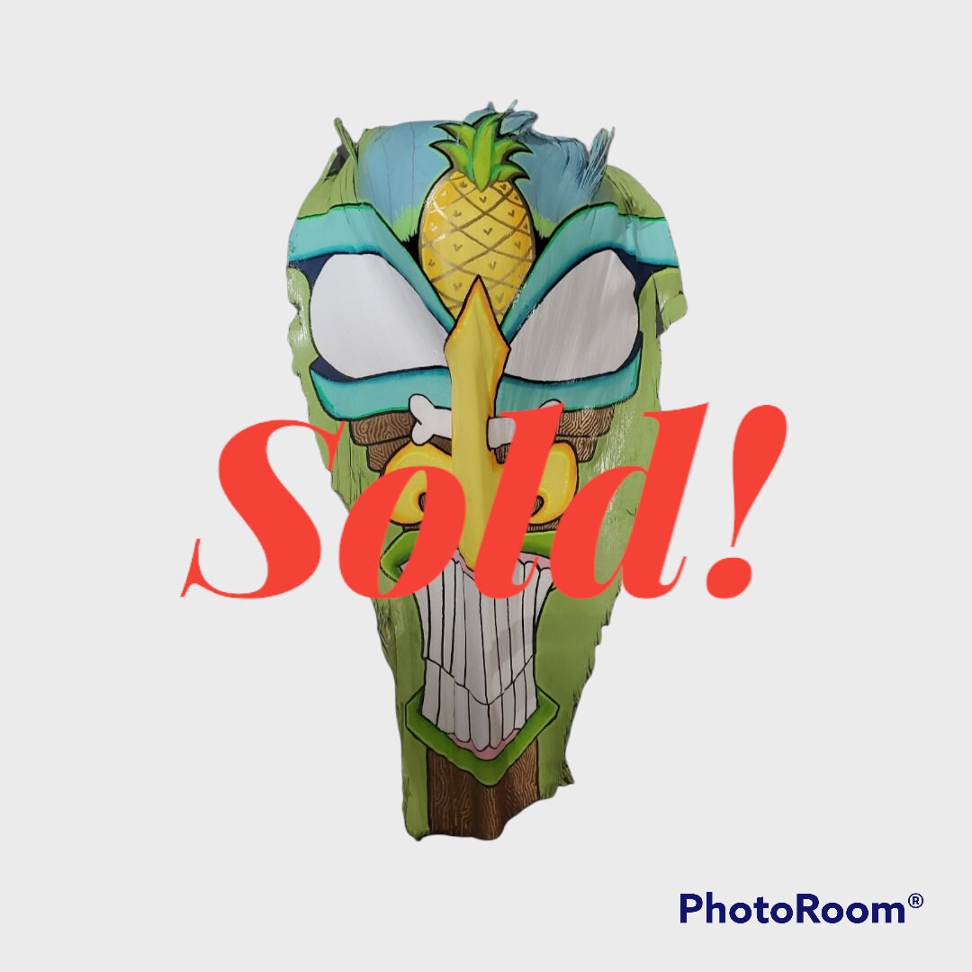 Coastal Graffiti Hand Painted Tiki Mask. Painted on Palm Tree Husk ...