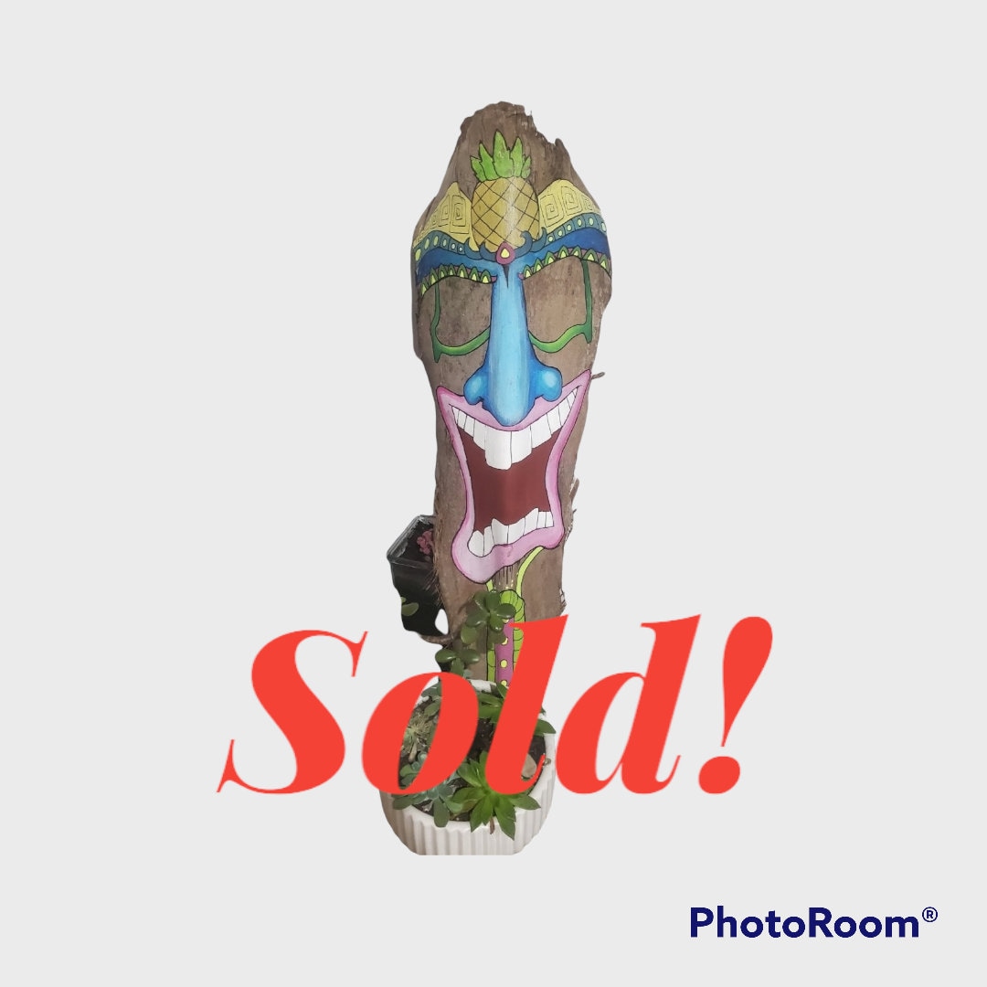 Coastal Graffiti Hand Painted Tiki Mask. Painted on Palm Tree Husk ...