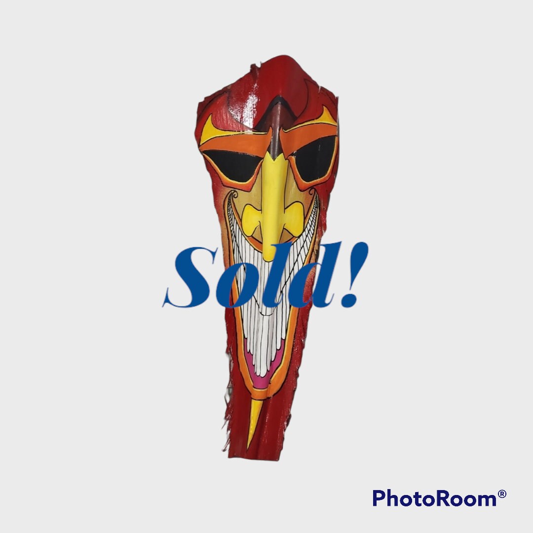 Coastal Graffiti Hand Painted Tiki Mask. Painted on Palm Tree Husk ...