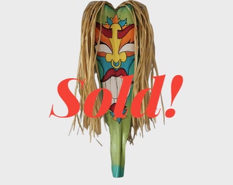 Coastal Graffiti Hand Painted Tiki Mask. Painted on Palm Tree - Etsy