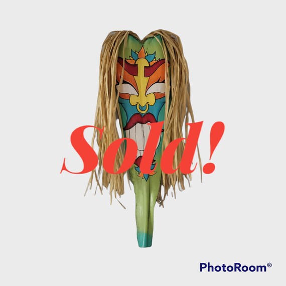 Coastal Graffiti Hand Painted Tiki Mask. Painted on Palm Tree | Etsy