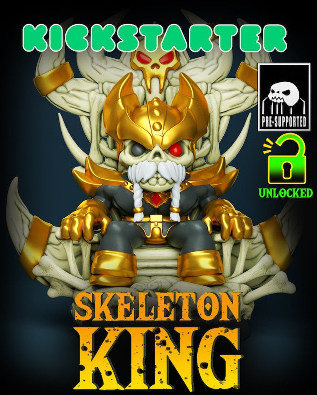 Chibiature Skeleton King on Throne - Frostgrave, D&D, Tabletop Games ...