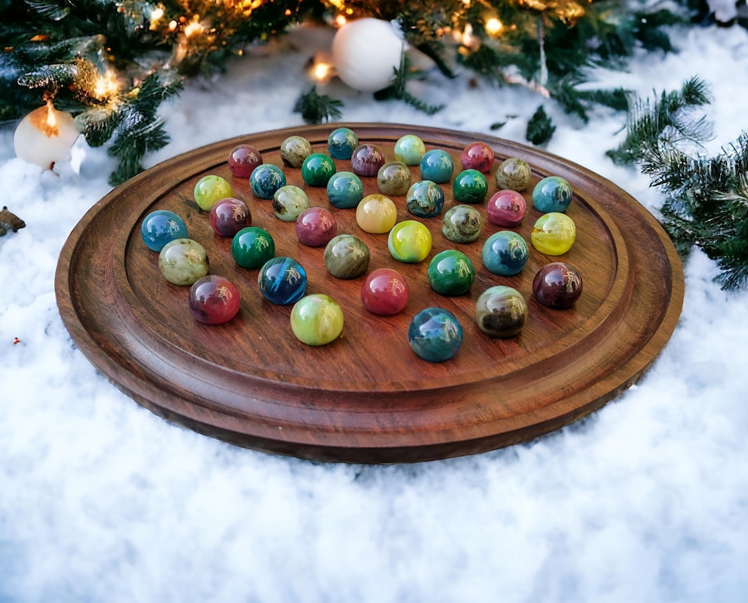Handmade Marble Solitaire Game Wooden Authentic Solitaire Board Game ...
