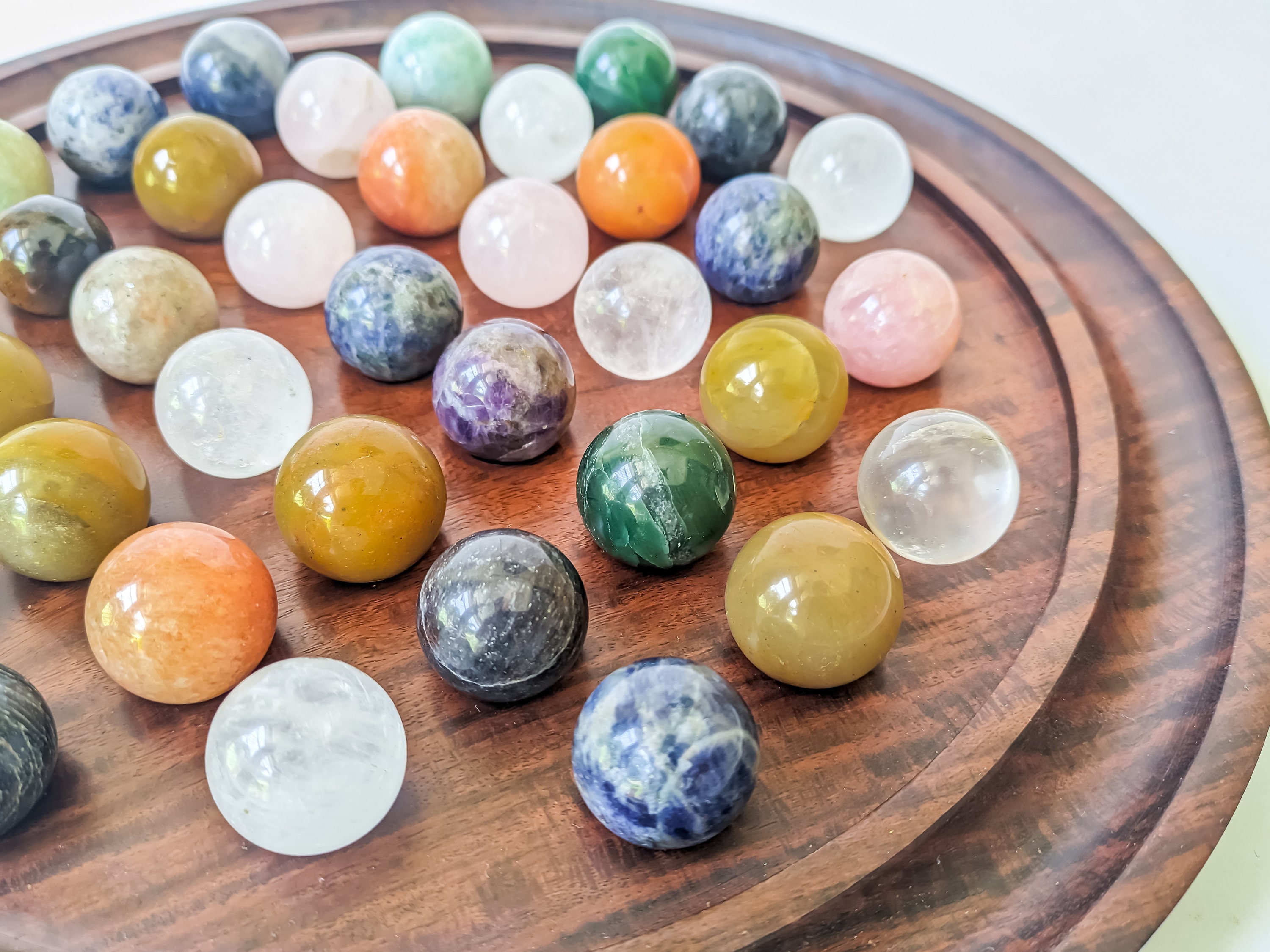 Handmade Natural Marble Solitaire Game Wooden Authentic Solitaire Board ...