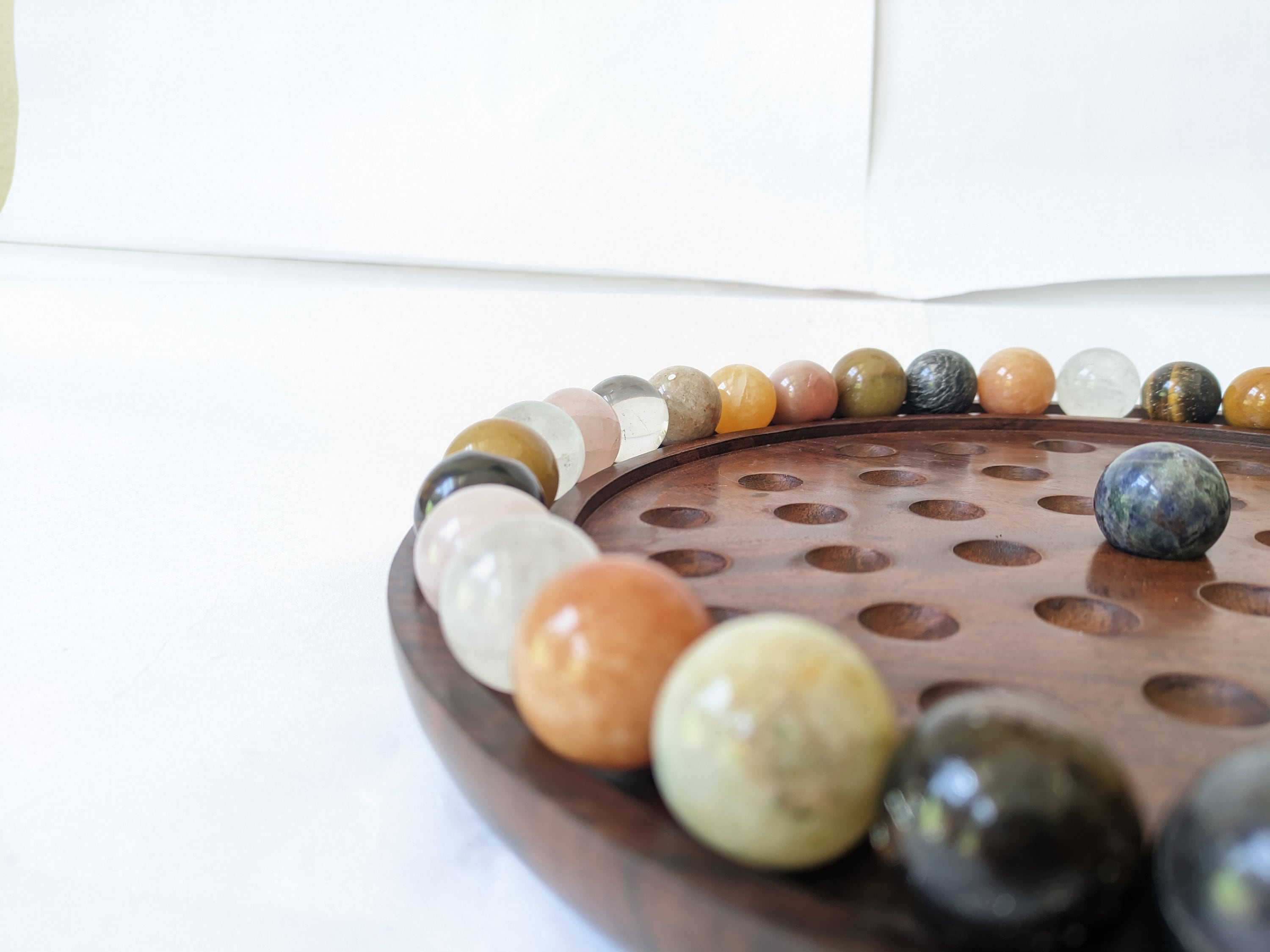 Handmade Natural Marble Solitaire Game Wooden Authentic Solitaire Board ...