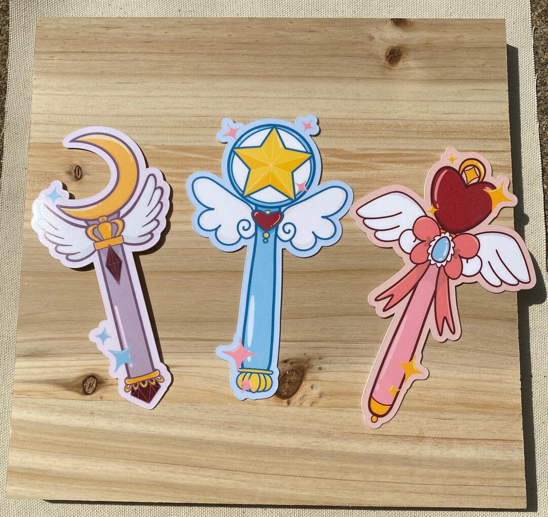 Magical Girl Inspired Star Moon and Heart Magical Wand Bookmarks - Etsy