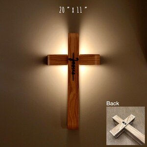 Wooden Cross | LED Wooden Cross Wall Decor | Christian Home Decor ...