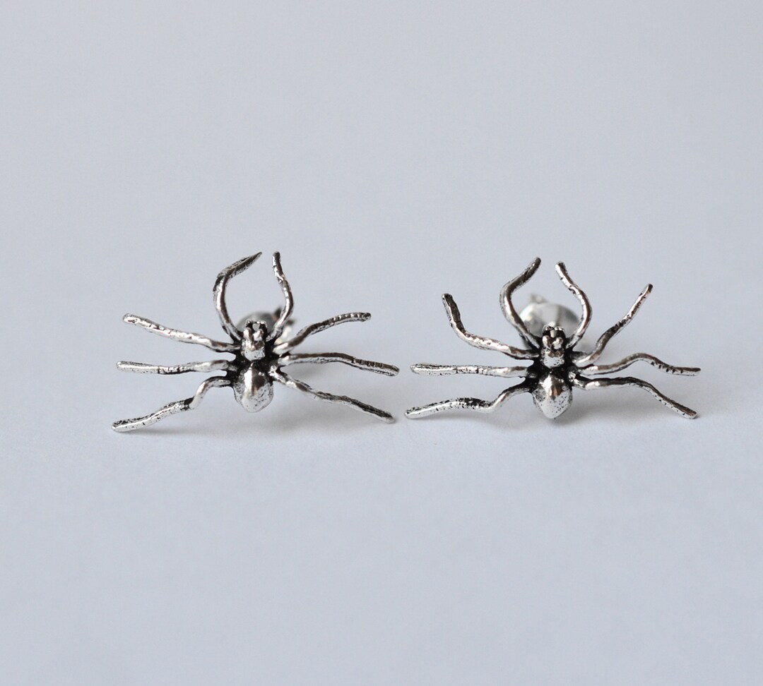 Sterling Silver 925 Crawling Spider Ear Stud Earrings - Etsy