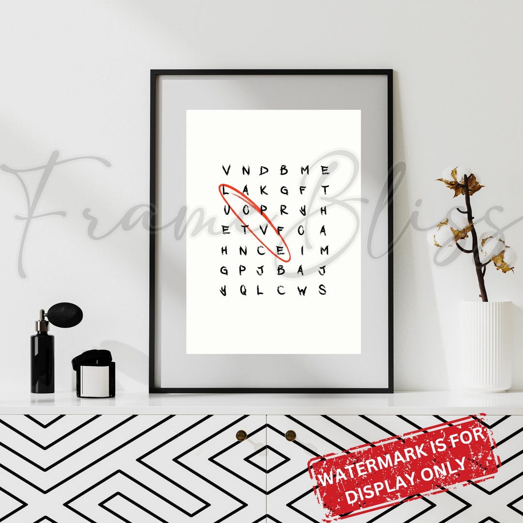 Word Search Game Art - Hidden Word Puzzle Print- Minimalist Typography ...