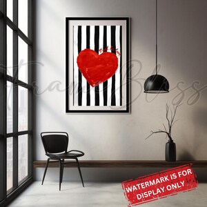 Abstract Red Heart Art Print: Modern Minimalist Love Decor (digital ...