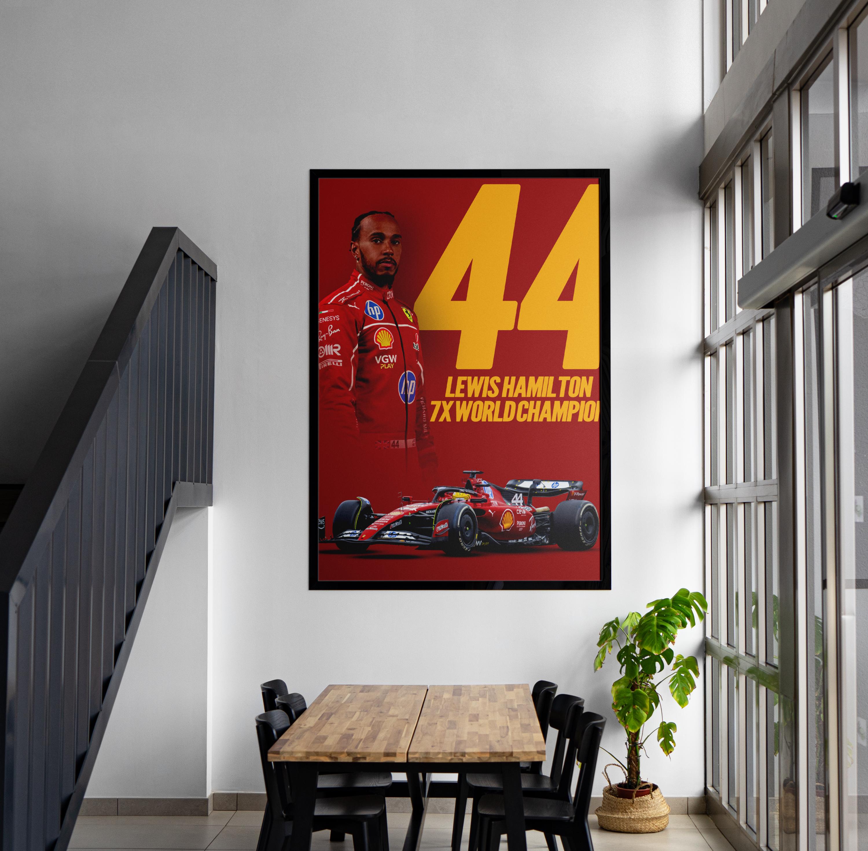 Lewis Hamilton Ferrari Poster, Formula 1 Wall Art, F1 Ferrari Print ...
