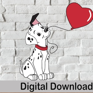 Dalmatian With a Heart Balloon Svg, Valentines Day Svg, Hearts Svg ...