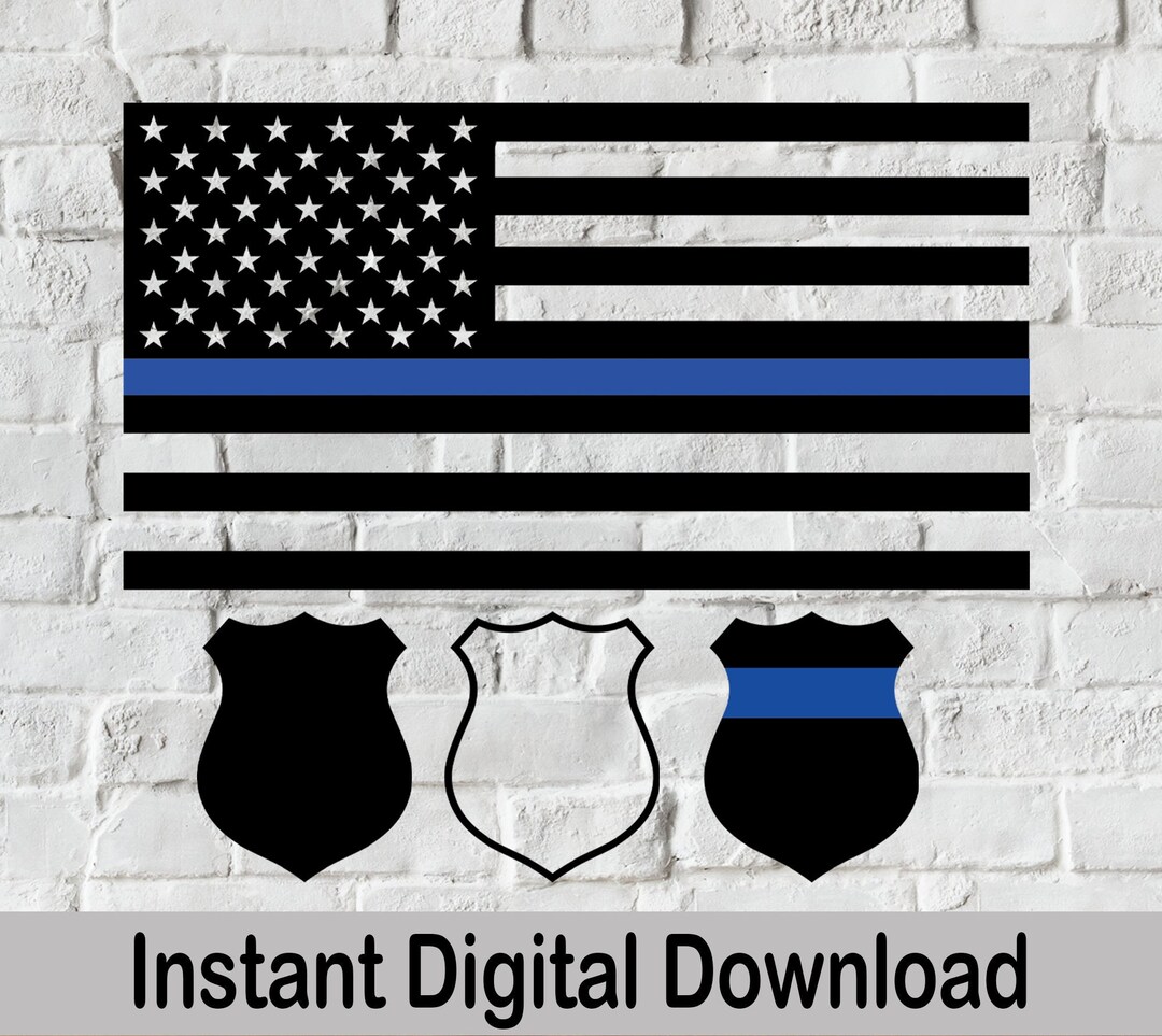 Thin Blue Line SVG Bundle: Police Badge, Distressed American Flag ...