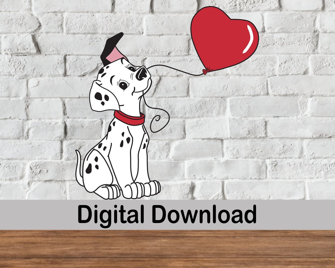 Dalmatian With a Heart Balloon Svg Valentines Day Svg Hearts - Etsy